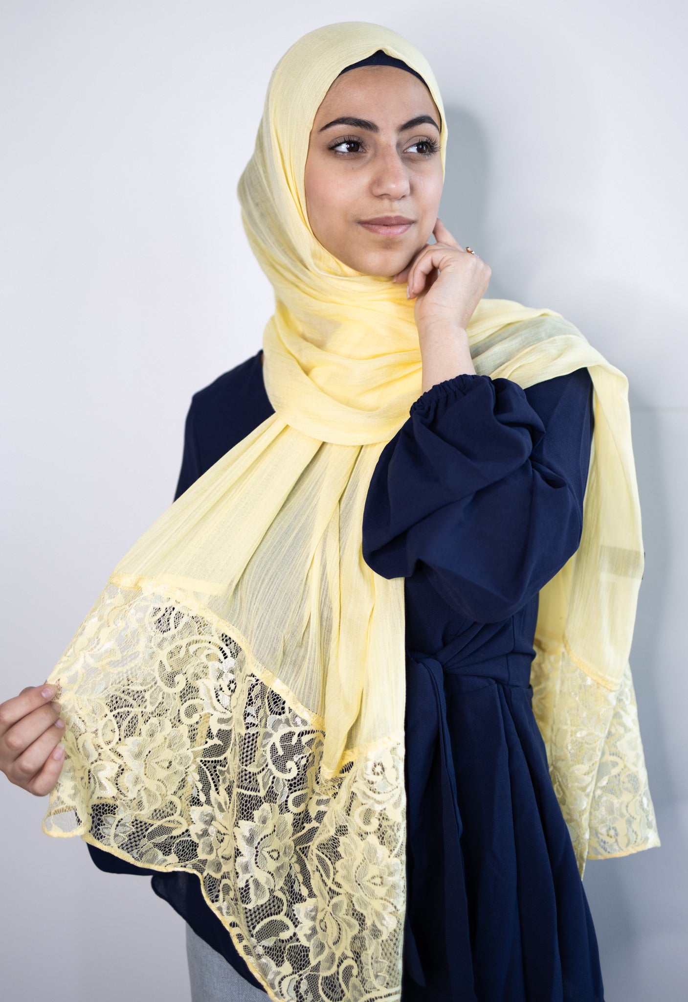 Modal Lace Hijab - Honey Yellow – Bella Hijabs